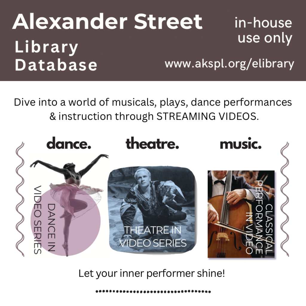 Alexander Street database, streaming service of the arts, now available